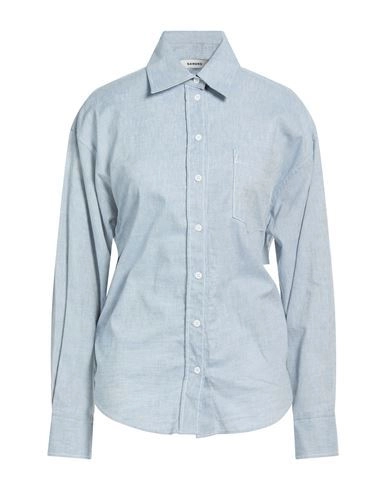 Sandro Shirt In Light Cotton, Linen, And Elastane - Blue