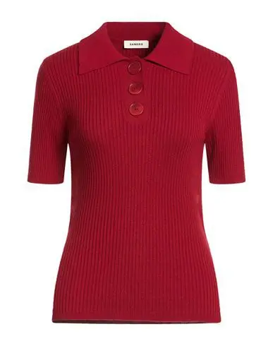 Sandro Ribbed-knit Buttoned Sweater - Red