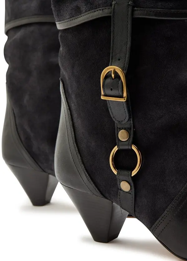 Isabel Marant Étoile Darner Buckle Suede Mid-calf Boots - Black