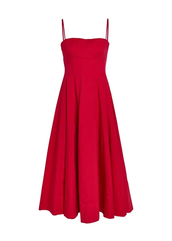 Staud Wylie Stretch-cotton Midi Dress - Red