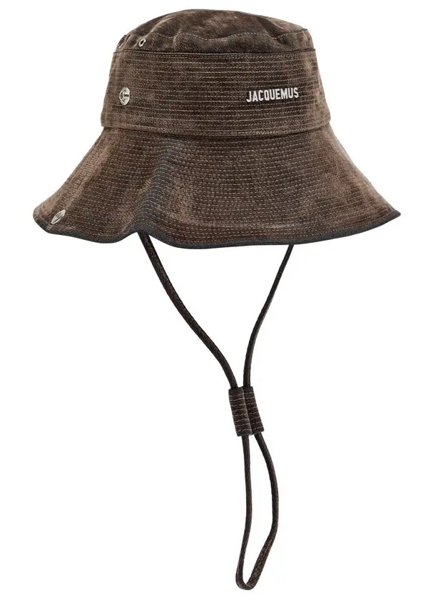 Jacquemus Le Bob De-nîmes Flocked Denim Bucket Hat - Khaki
