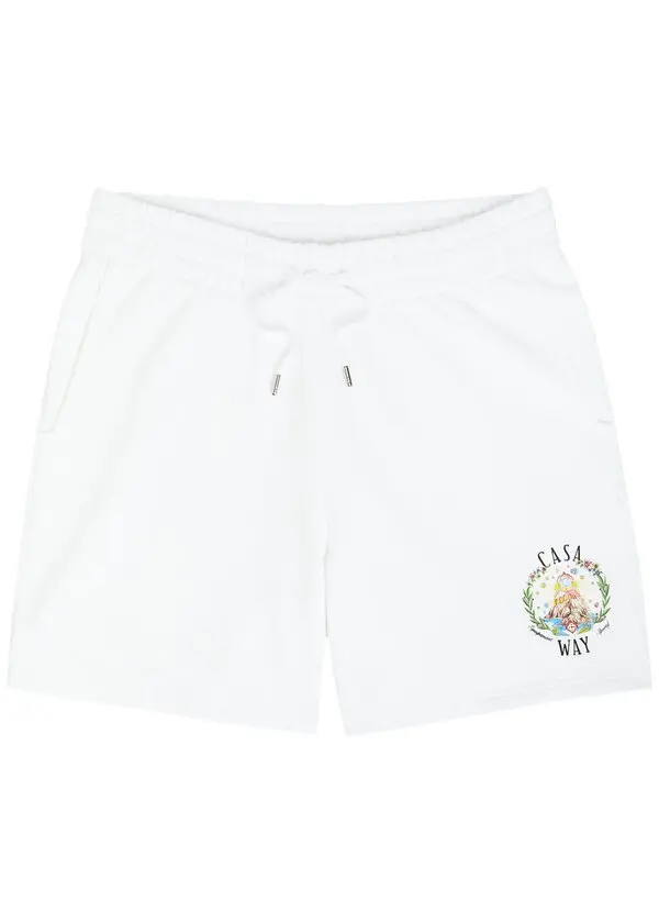 Casablanca Casa Way Printed Cotton Shorts - White