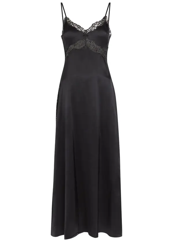 REFORMATION Ericka Lace-trim Silk Midi Slip Dress - Black