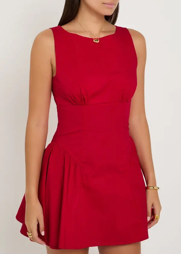 red dresses for women midi Rihoas Jacquard Chiffon Sleeveless Wide Strap Midi Dress, Red / L