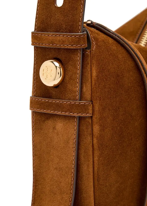 Tory Burch Romy Suede Shoulder Bag - Caramel
