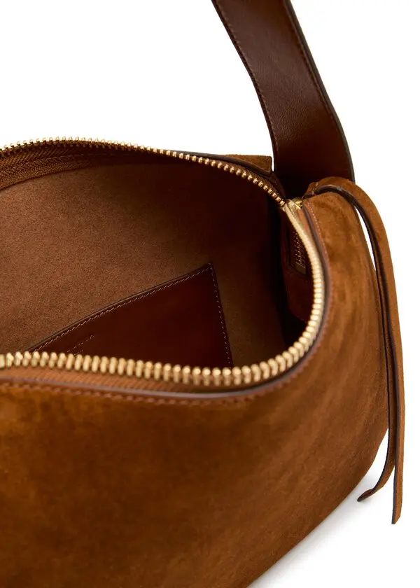 Tory Burch Romy Suede Shoulder Bag - Caramel