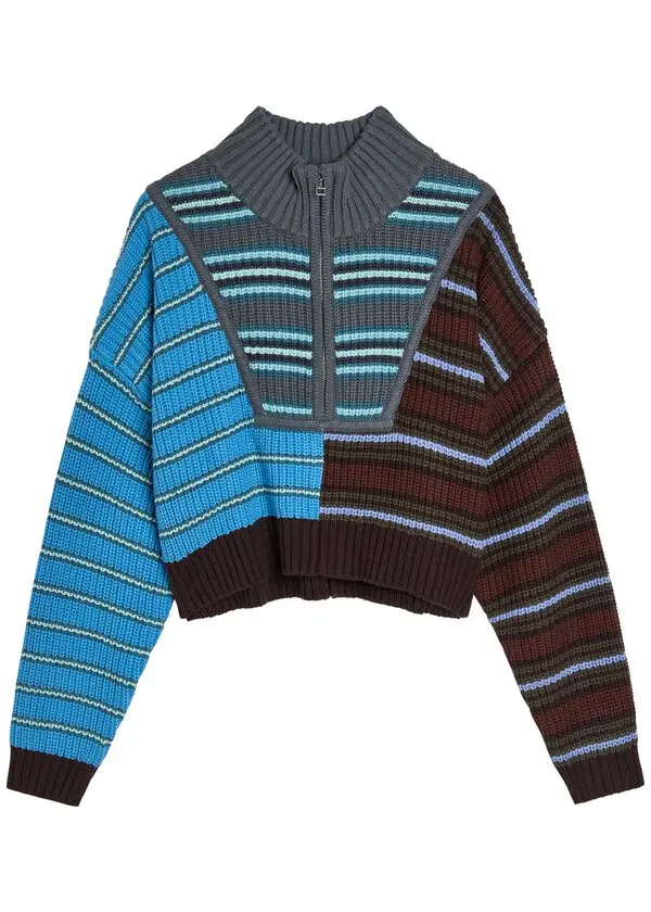 Staud Hampton Striped Cotton-blend Jumper - Multicoloured