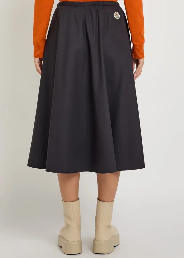 Moncler Cotton-blend Poplin Midi Skirt - Navy
