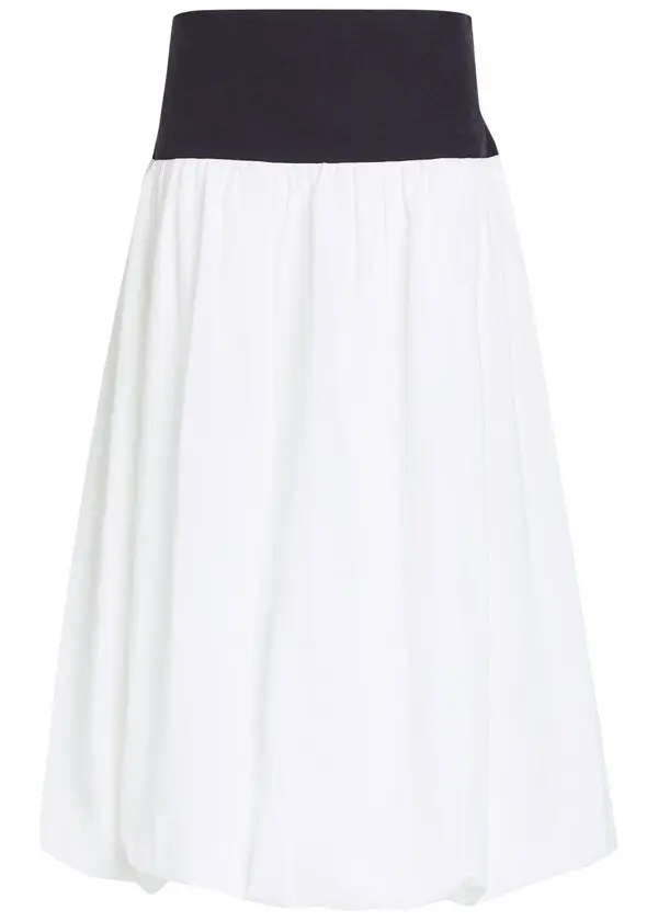 LES VACANCES D'IRINA Jupe Bouffante Pleated Cotton Midi Skirt - White