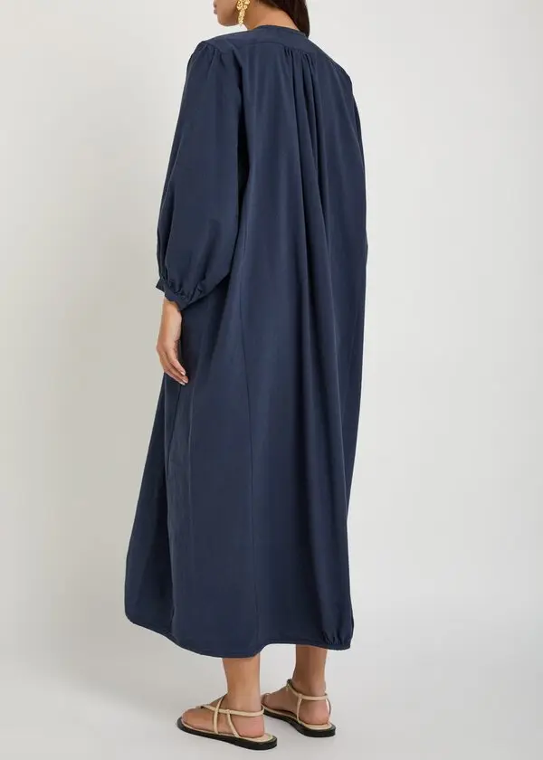 LES VACANCES D'IRINA Pleated Cotton Midi Dress