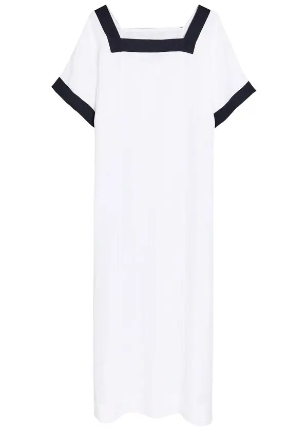 LES VACANCES D'IRINA Astypalea Linen Midi Kaftan Dress - White