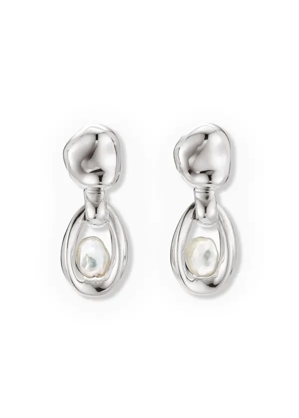 Agmes Sacha Sterling Pearl Earrings - Silver