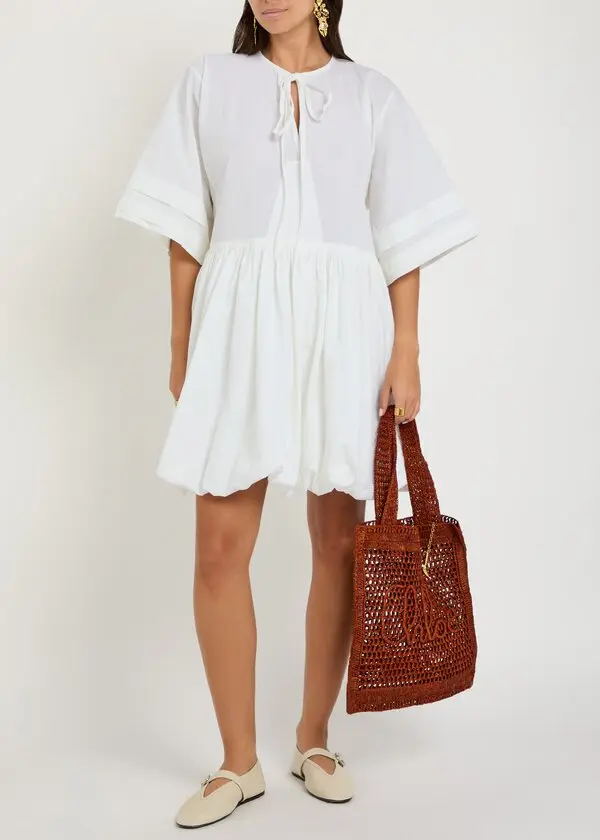 LES VACANCES D'IRINA Pino Textured Cotton Mini Dress