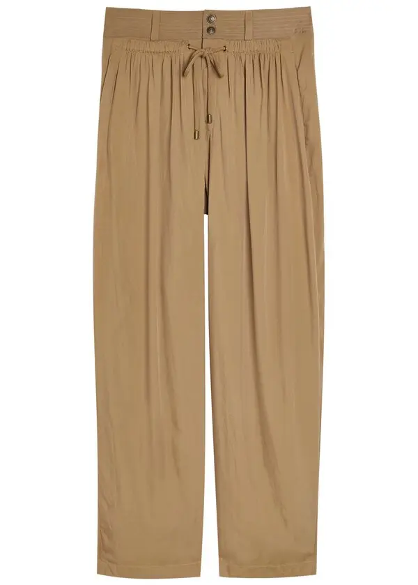 Isabel Marant Inaya Drawstring Woven Trousers - Khaki