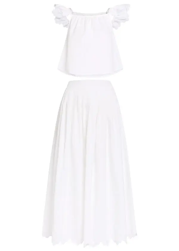 LES VACANCES D'IRINA Little Wings Scalloped Cotton Co-ord - White