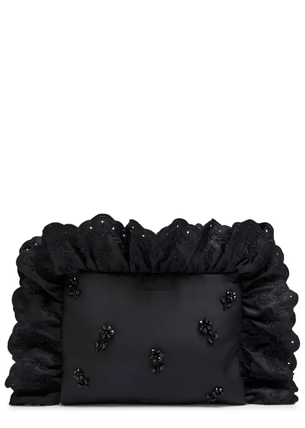 Simone Rocha Pillowcase Embroidered Padded Clutch - Black