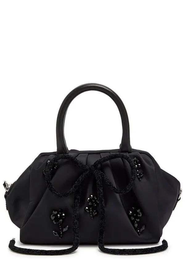 Simone Rocha Mini Embellished Gathered Top Handle Bag - Black
