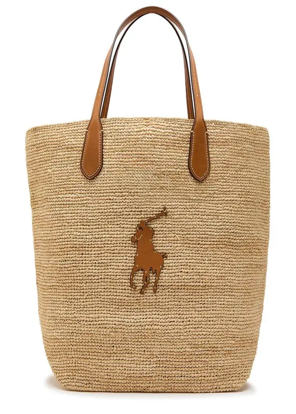 Polo Ralph Lauren Big Pony Large Raffia Tote - Natural