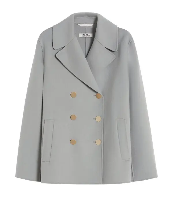 Max Mara Virgin Wool Double-breasted Coat - Blue
