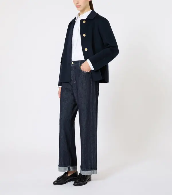 Max Mara Virgin Wool Single-breasted Jacket - Blue