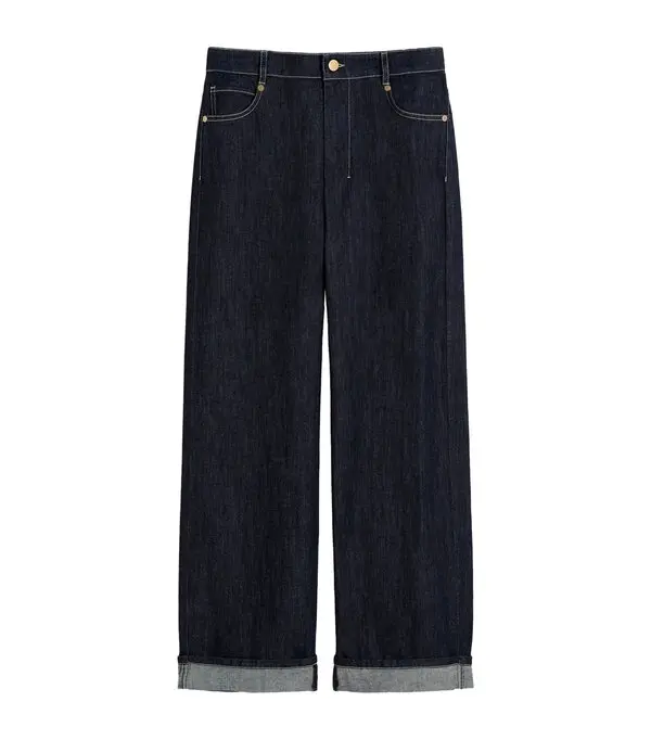 Max Mara Turn-up-hem Wide-leg Jeans - Blue