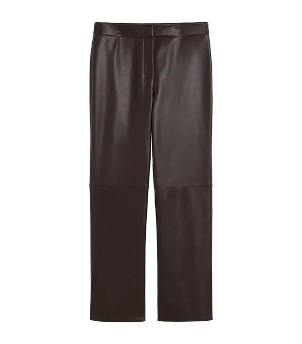 Max Mara Faux Leather Flared Trousers - Brown