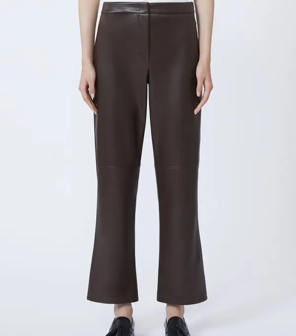 Max Mara Faux Leather Flared Trousers - Brown