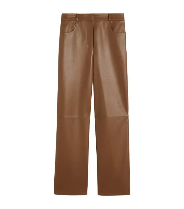 Max Mara Faux Leather Wide-leg Trousers - Brown