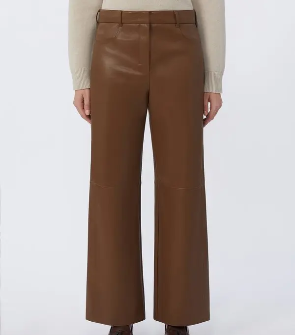 Max Mara Faux Leather Wide-leg Trousers - Brown