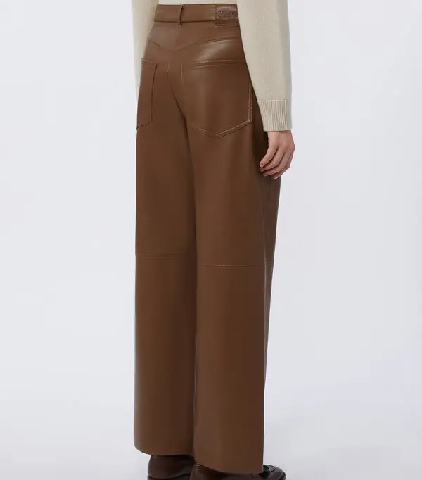 Max Mara Faux Leather Wide-leg Trousers - Brown