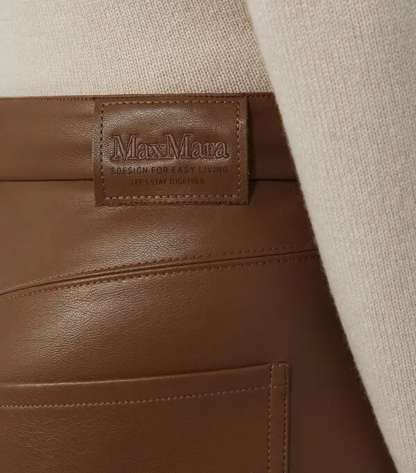Max Mara Faux Leather Wide-leg Trousers - Brown