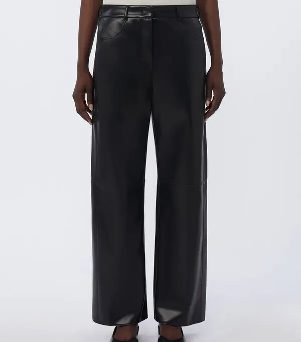 Max Mara Faux Leather Wide-leg Trousers - Black