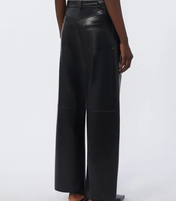 Max Mara Faux Leather Wide-leg Trousers - Black