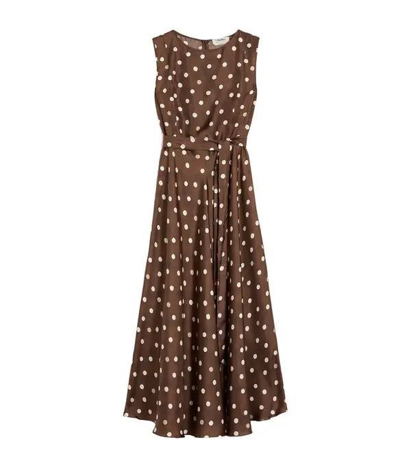 Max Mara Silk Polka-dot Martina Midi Dress - Brown