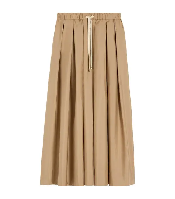 Max Mara Cotton Pleated Pineta Midi Skirt - Beige