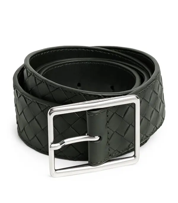 Bottega Veneta Leather Intrecciato Piccolo Belt - Green