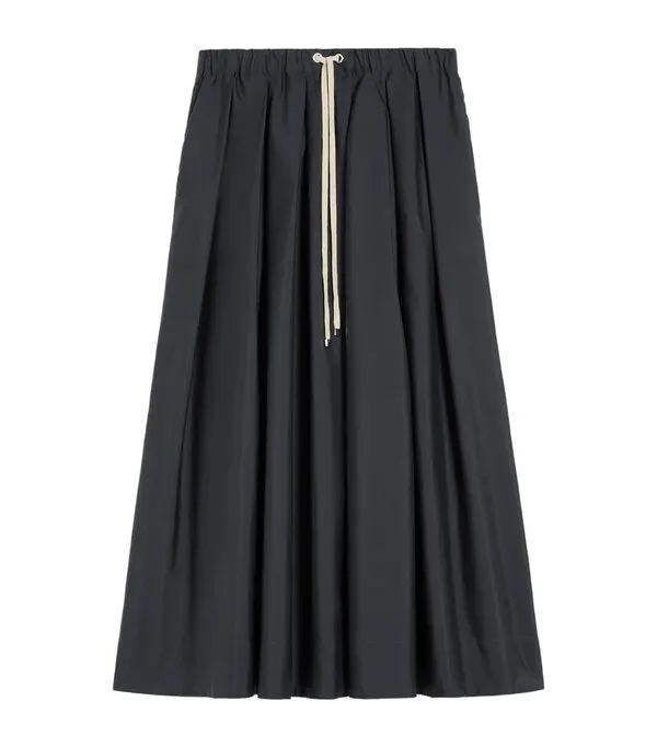 Max Mara Cotton Pleated Pineta Midi Skirt - Blue