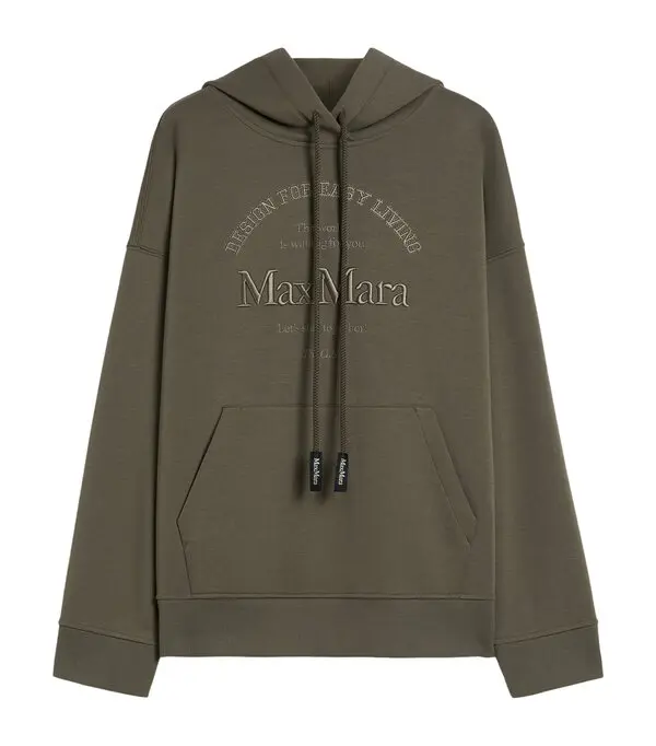 Max Mara Cotton-blend Embroidered Hoodie - Green