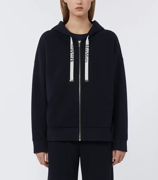 Max Mara Cotton-blend Zip-up Hoodie - Blue
