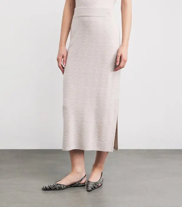 Agnona Wool-blend Knit Midi Skirt - Grey