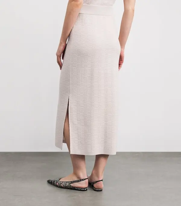 Agnona Wool-blend Knit Midi Skirt - Grey