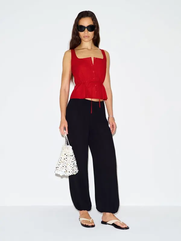REFORMATION Elowen Top With Square Neckline And Button Front - Red