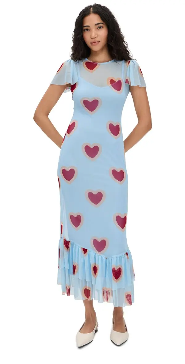 NEVER FULLY DRESSED Katie Heart Mesh Dress - Blue