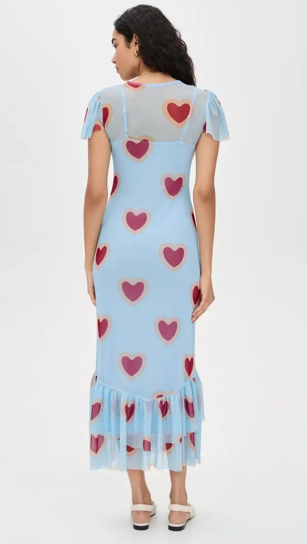 NEVER FULLY DRESSED Katie Heart Mesh Maxi Dress