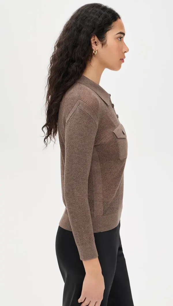 L'Agence Carine Pointelle Collared Sweater