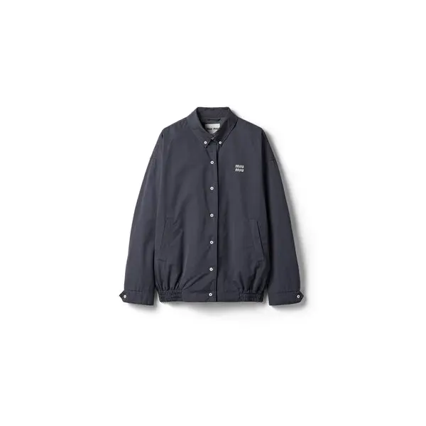 Miu Miu Old Poplin Blouson Jacket - Smoky Gray