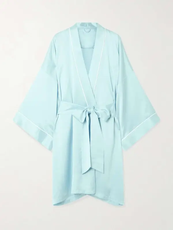 Olivia Von Halle Mimi Silk-satin Robe - Blue