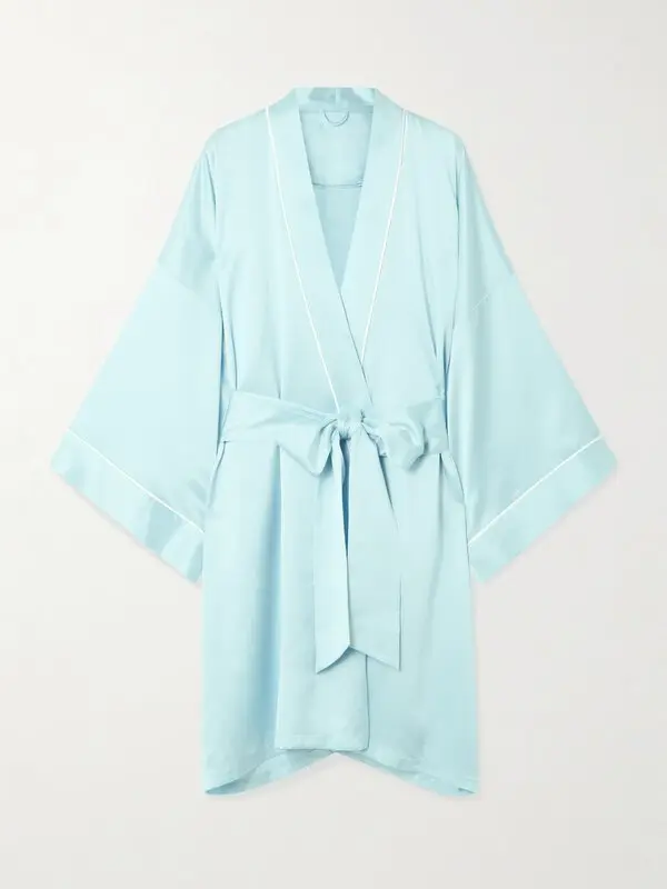Olivia Von Halle Mimi Silk-satin Robe - Blue