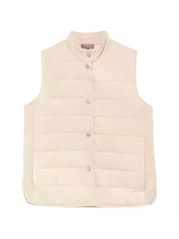 N.peal Quilted Button-through Gilet - Neutrals