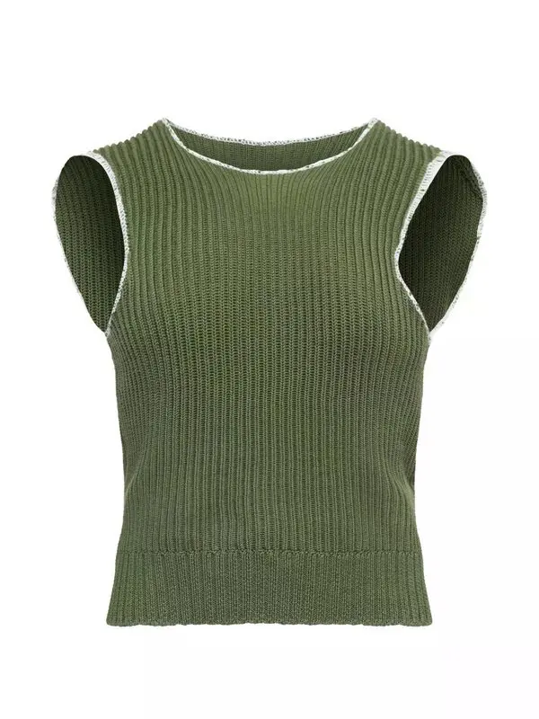 MAISON MARGIELA Ribbed Stitch Sleeveless Tank Top - Green